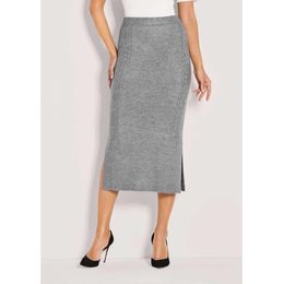 Madeleine Mode MADELEINE Eleganter Melange-Rock mit Zopfmuster in graphit / melange | Gr.: 38