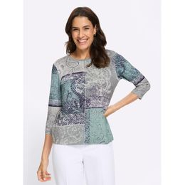 WITT WEIDEN 3/4-Arm-Shirt in kalkmint-wei&szlig;-bedruckt | Gr.: 44