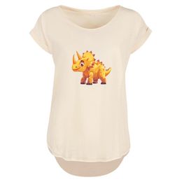 F4NT4STIC Long Cut T-Shirt S&uuml;&szlig;er Triceratops Dinosaurier in Whitesand | Gr.: L