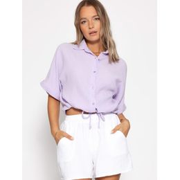 SASSYCLASSY Musselin Bluse mit Zugband in Flieder | Gr.: M