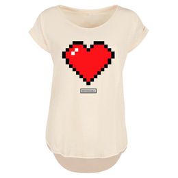 F4NT4STIC Long Cut T-Shirt Pixel Herz Good Vibes Happy People in Whitesand | Gr.: XS