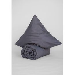 Mela Perkal Bettw&auml;sche Set Style MAJULI in basalt grau | Gr.: 135 x 200 + 80 x 80 cm