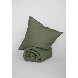 Mela Perkal Bettw&auml;sche Set Style MAJULI in herbal green | Gr.: 135 x 200 + 80 x 80 cm