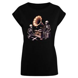 F4NT4STIC T-Shirt Gothic Skeleton Vintage Plattenspieler in schwarz | Gr.: M