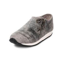 PAULGOS Haferlschuh Trachten Sneaker Schn&uuml;rschuh Echtleder in Mitternachtsgrau | Gr.: 39