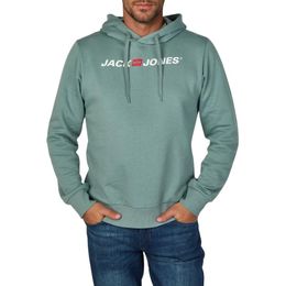 Jack & Jones Jack & Jones Pullover JJMORTY OLD LOGO SWEAT HOOD SMU in Petrol | Gr.: 3XL