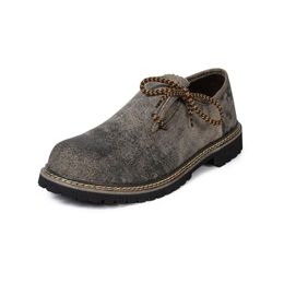 PAULGOS Haferlschuhe Trachten Schn&uuml;rschuh Echtleder ANTIK in Mitternachtsgrau | Gr.: 45