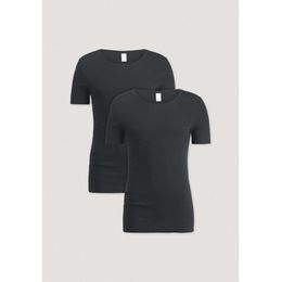 hessnatur T-Shirt Fitted 2er Pack in schwarz | Gr.: M