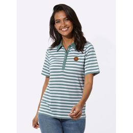 WITT WEIDEN Poloshirt in jade-wei&szlig;-geringelt | Gr.: 40