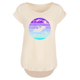 F4NT4STIC Long Cut T-Shirt Retro Alien Weltraum Sonnenuntergang in Whitesand | Gr.: S