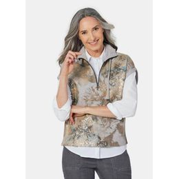 GOLDNER Kurzgr&ouml;&szlig;e: Baumwollsweater mit Metallic-Muster in graumelange / gemustert | Gr.: 23