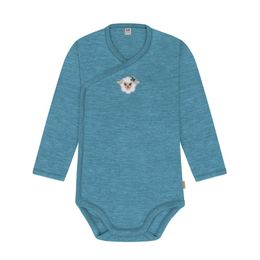 Normani Outdoor Sports Merino Baby-Body lang&auml;rmeliger Wickelbody in Blau | Gr.: 50