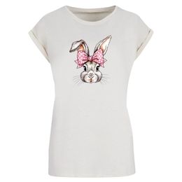 F4NT4STIC Extended Shoulder T-Shirt Niedlicher Hase mit Schleife in Whitesand | Gr.: 3XL