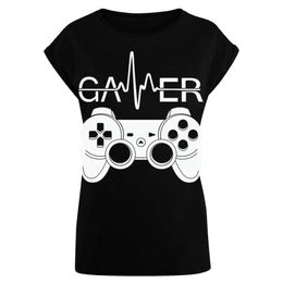 F4NT4STIC Extended Shoulder T-Shirt Gamer Herzschlag in schwarz | Gr.: 4XL