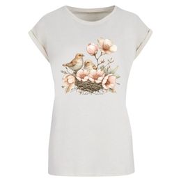 F4NT4STIC Extended Shoulder T-Shirt Vogelnest Blumen in Whitesand | Gr.: XL