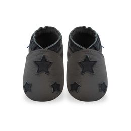Yihakids Grau Baby Leder Krabbelschuhe, mit rutschfester Sohle &ndash; Sternenmuster | Gr.: 19/20