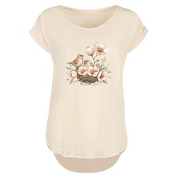 F4NT4STIC Long Cut T-Shirt Vogelnest Blumen in Whitesand | Gr.: S