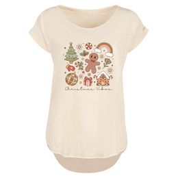 F4NT4STIC Long Cut T-Shirt Weihnachten Vibes Cozy Cute Winter in Whitesand | Gr.: S