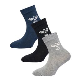 Hummel Long Socken Sutton 3-Pack Kinder in BLACK/GREY MELANGE/BLUE NIGHTS | Gr.: 24-27
