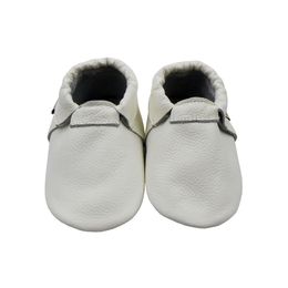 Mepiq Baby-Leder-Laufschuhe, komfortabel mit rutschfester Sohle - Wei&szlig; | Gr.: 17/18