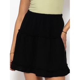 SASSYCLASSY Musselin Rock mit Volant in Schwarz | Gr.: L