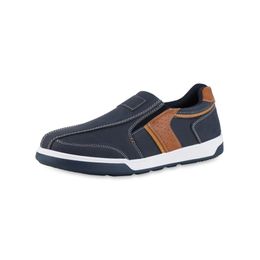VAN HILL Slip Ons Benjamin in Dunkelblau Hellbraun | Gr.: 43