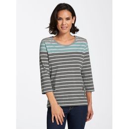 WITT WEIDEN Shirt in anthrazit-mint-gestreift | Gr.: 38