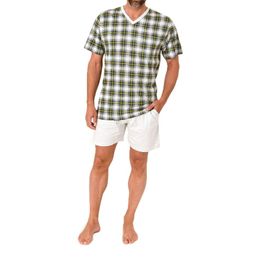 Normann Kurzarm Schlafanzug Shorty Jersey und karierten Pyjama Oberteil in grau-mel. | Gr.: 68/70