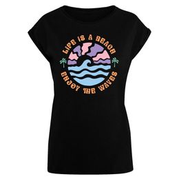 F4NT4STIC Extended Shoulder T-Shirt Life Is A Beach Enjoy The Waves in schwarz | Gr.: 3XL