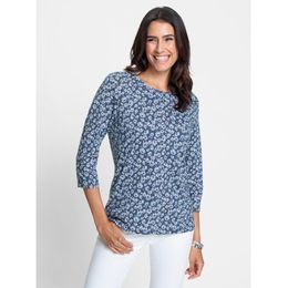WITT WEIDEN Rundhals-Shirt in rauchblau-bleu-bedruckt | Gr.: 40