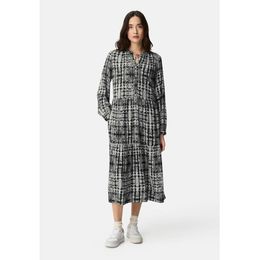 Camel Active Langarm Kleid aus reiner Viskose in Kaviar AOP | Gr.: XS