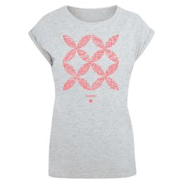 F4NT4STIC T-Shirt Blumenmuster Coral in grau meliert | Gr.: XS
