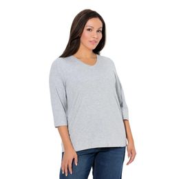 Ulla Popken Shirt in hellgrau m&eacute;lange | Gr.: 54-56