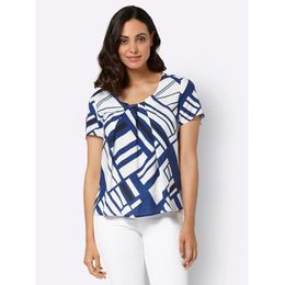 WITT WEIDEN Druckbluse in royalblau-ecru-bedruckt | Gr.: 36