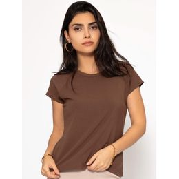 SASSYCLASSY T-Shirt mit Raglannaht in Braun | Gr.: XS