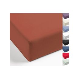 Mistral Home Perkal &Auml;gyptische Baumwolle Spannbettlaken Laken in Ziegelrot | Gr.: 180x200 cm