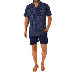 Normann Kurzarm Schlafanzug Shorty Pyjama durchkn&ouml;pfbar in hellblau | Gr.: 48