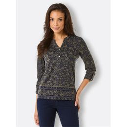 CR&Eacute;ATION L creation L Lyocell-Shirt in khaki-marine-bedruckt | Gr.: 38