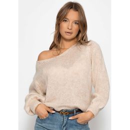 SASSYCLASSY Pullover mit V-Ausschnitt in beige | Gr.: S