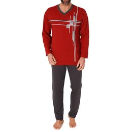 Normann Schlafanzug langarm Pyjama - 77892 in rot | Gr.: 48