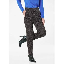 GOLDNER Jacquardhose Stilvolle Stoffhose mit Schlupfbund in marine / gemustert | Gr.: 46