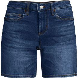 LANDS' END Recover Jeansshorts Mid Waist 18 cm, Damen,  Blau, Elasthan/Baumwoll-Mischung/Polyester-Mischung, by Lands' End