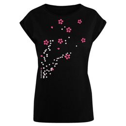 F4NT4STIC Extended Shoulder T-Shirt Blumen Ranke in schwarz | Gr.: XS