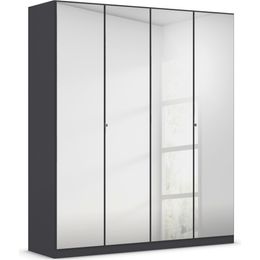 Dreht&uuml;renschrank Rauch "Reflect", grau (graumetallic), B:181cm H:210cm T:54cm, Holzwerkstoff, Schr&auml;nke, Dreht&uuml;renschrank, mit Spiegelfront, inkl. praktischer Inneneinteilung und Stoffboxen-Set