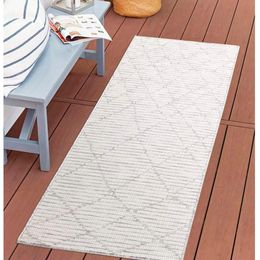 Outdoorteppich Carpet City "PALM3526", grau, B:80cm H:5mm L:150cm, Polypropylen, Teppiche, Outdoorteppich, Wetterfest & UV-best&auml;ndig, f&uuml;r Balkon, Terrasse, K&uuml;che, flach gewebt