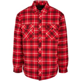 Anorak Urban Classics "Urban Classics Herren Plaid Quilted Shirt Jacket", Damen, Gr. S, rot, schwarz, 100% Baumwolle, unifarben, normal, amerikanischer Ausschnitt, Jacken