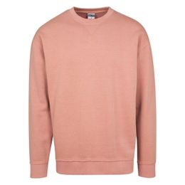 Rundhalspullover Urban Classics "Urban Classics Herren Oversized Open Edge Crew", Damen, Gr. S, amber, 80% Baumwolle, 20% Polyester, unifarben, oversize, Rundhals, Pullover Rundhalspullover