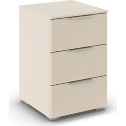 Nachtkommode Rauch "Nachttisch Nachtkonsole Nachtschrank ASTANA", beige (champagner), B:40cm H:61cm T:42cm, Holzwerkstoff, Sideboards, mit 3 ger&auml;umigen Schubladen, Kantengriff in Alufarben MADE IN GERMANY