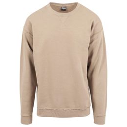 Rundhalspullover Urban Classics "Urban Classics Herren Oversized Open Edge Crew", Damen, Gr. M, warmsand, 80% Baumwolle, 20% Polyester, unifarben, oversize, Rundhals, Pullover Rundhalspullover