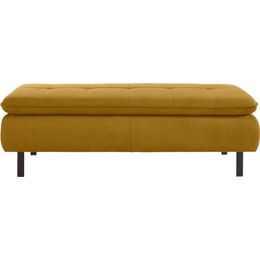 Hockerbank Home Affaire "Birkholm", gelb (mustard), B:137cm H:44cm T:65cm, 98% Polyester 2% Polyamid, Hocker, Polsterhocker, passend zur Serie "Birkholm", B/T/H: 137/65/44 cm